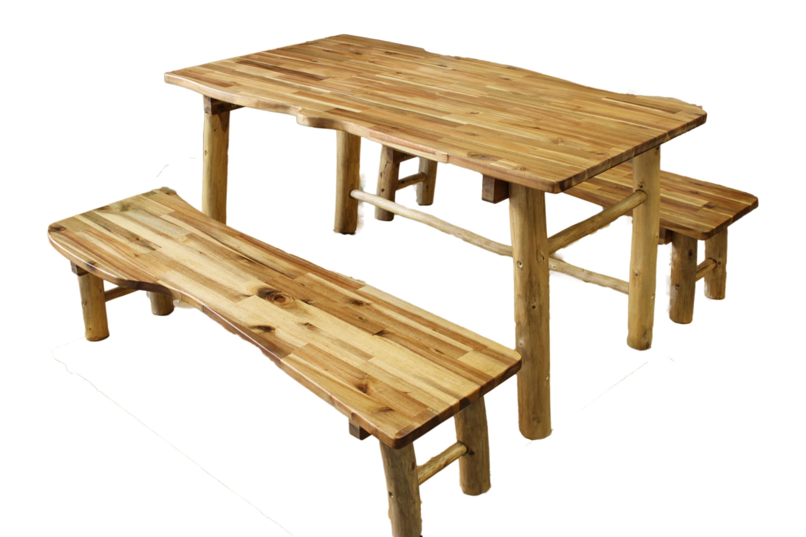 Tree Tables And 2 Benches - 75 X 120 X 50 Cm High - Q-furniture
