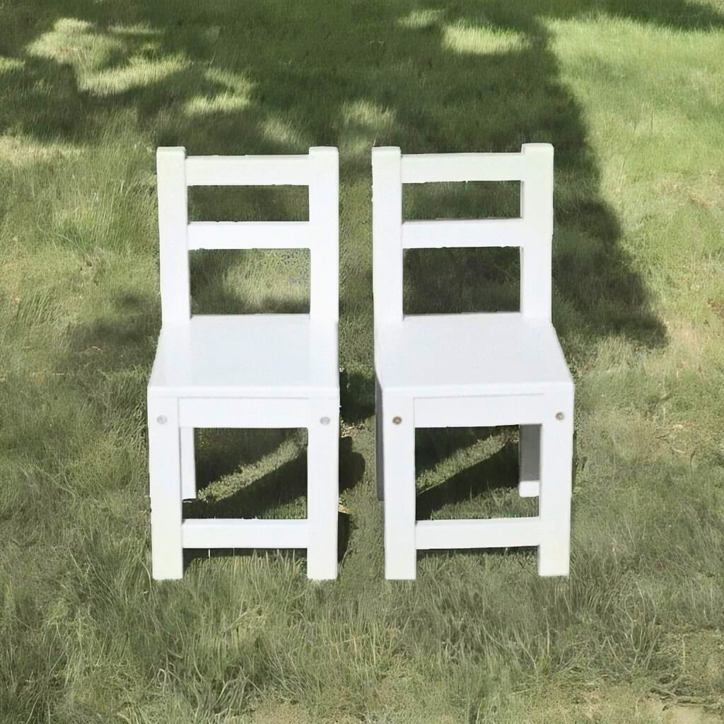 White timber Standard Chairs-Set of 2- Stackable - QFurniture
