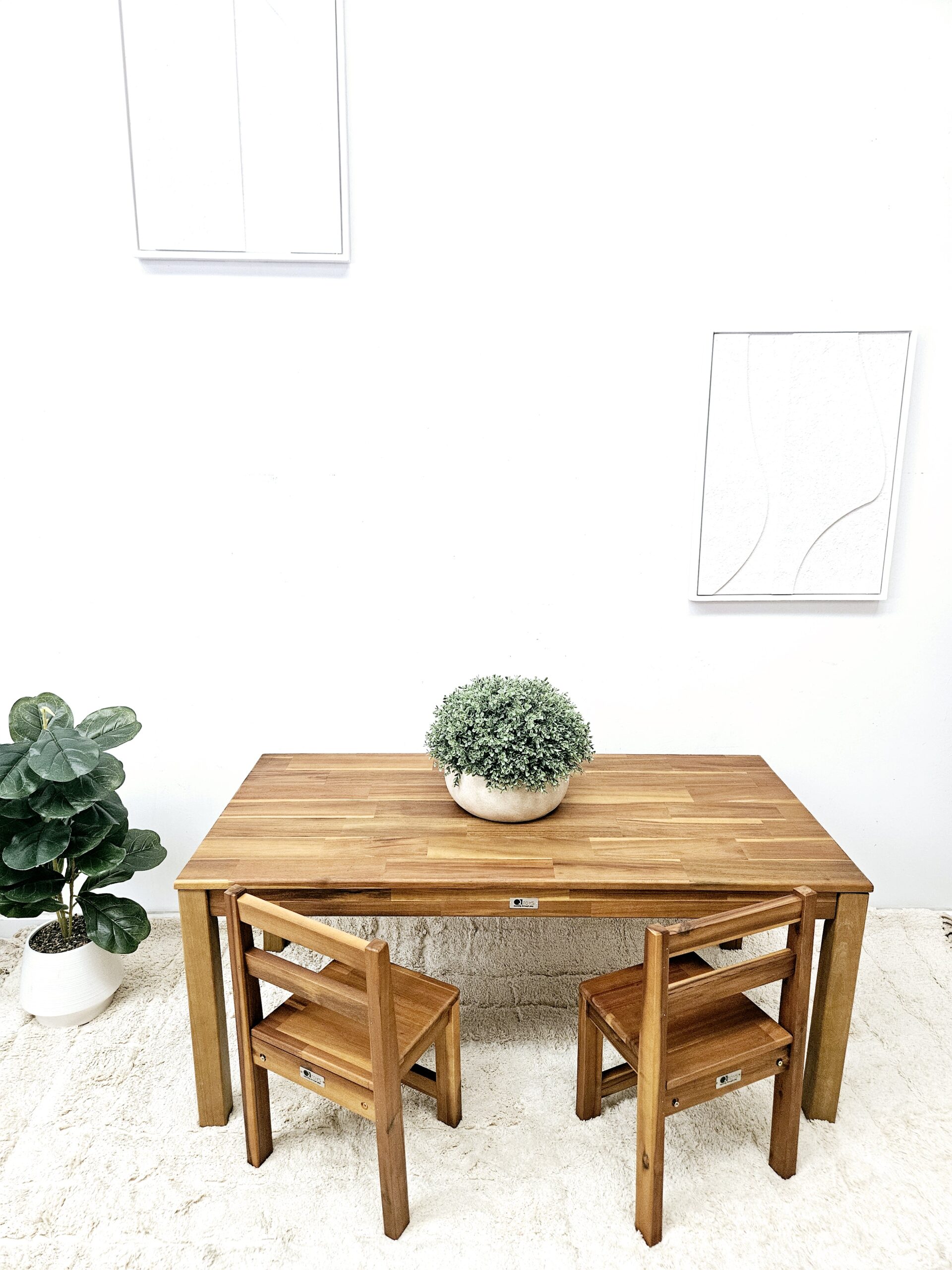Hardwood Rectangular Table with 2 Standard Chairs - QFurniture